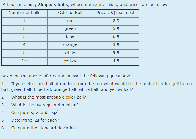 Solved 5 $ A box containing 26 glass balls, whose numbers, | Chegg.com