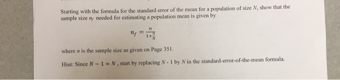 Solved Starting with the formula for the standard error of | Chegg.com