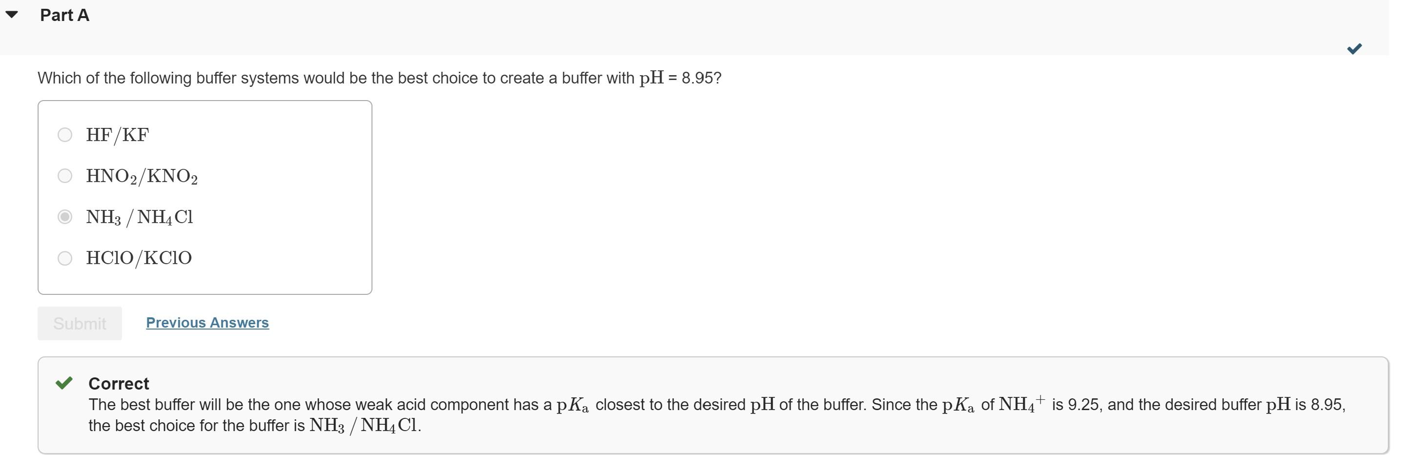 Solved Which of the following buffer systems would be the | Chegg.com
