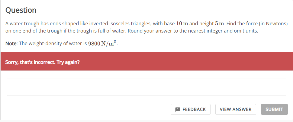 Solved A water trough has ends shaped like inverted | Chegg.com