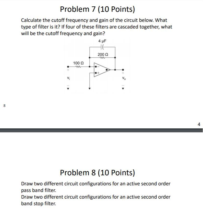 Solved Problem 7 (10 Points) Calculate the cutoff frequency | Chegg.com