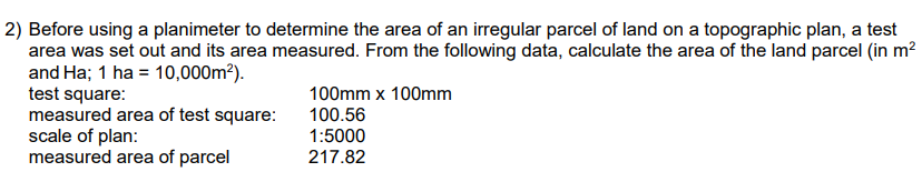 Solved 2) Before using a planimeter to determine the area of | Chegg.com