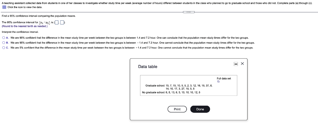 Solved A teaching assistant collected data from students in | Chegg.com