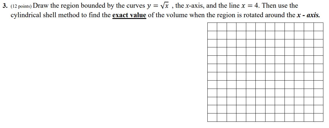 Solved 3. (12 points) Draw the region bounded by the curves | Chegg.com