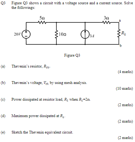 Solved Q3 Figure Q3 shows a circuit with a voltage source | Chegg.com