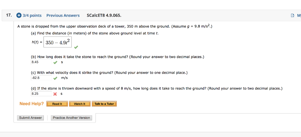 Solved 0/1 points Previous Answers 10. SCalcET8 4.9.031. | Chegg.com