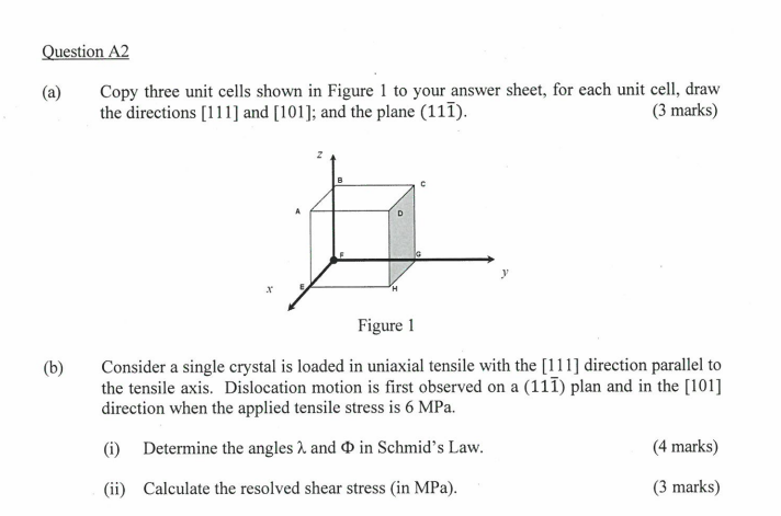 Solved Question A2 (a) Copy three unit cells shown in Figure | Chegg.com