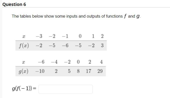Solved Question 6 The tables below show some inputs and | Chegg.com