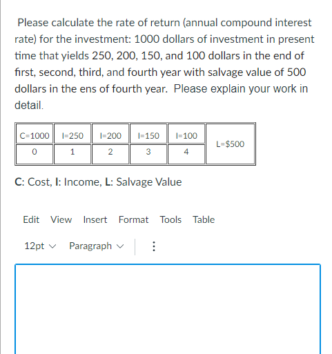 Solved Please calculate the rate of return (annual compound | Chegg.com