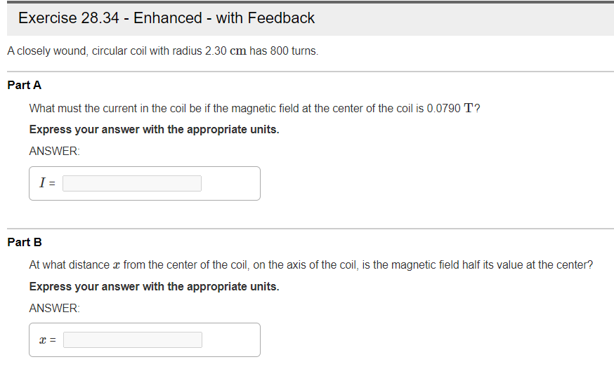 Solved Exercise 28.34 - Enhanced - with Feedback A closely | Chegg.com