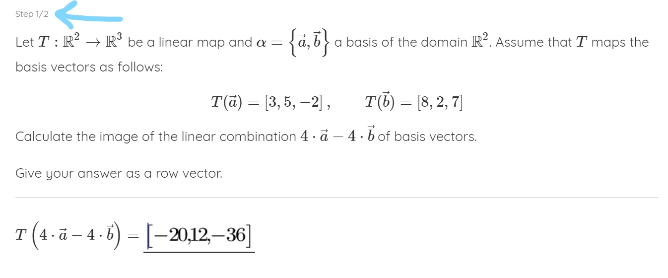 Solved Step 1/2 Let T:R2 + R3 be a linear map and a = {ā,6} | Chegg.com