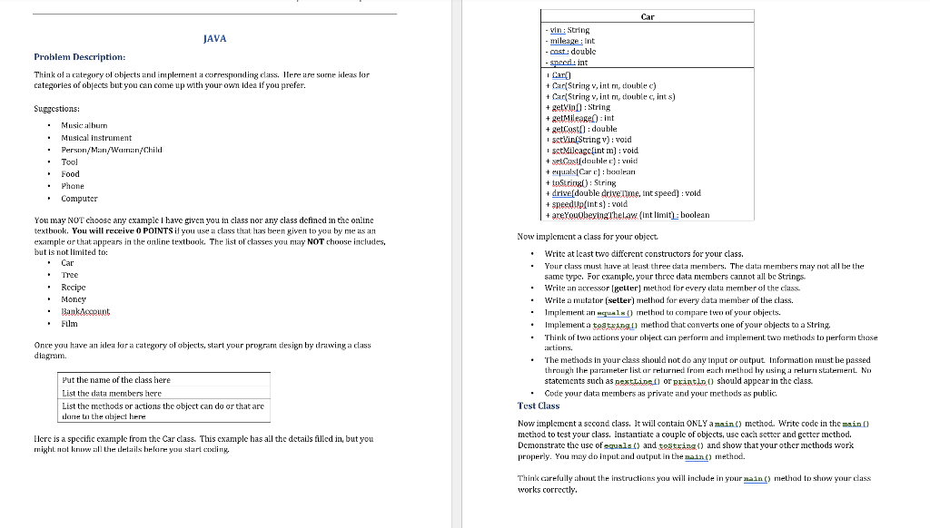 Solved Problem Description: Think of a category of objects | Chegg.com
