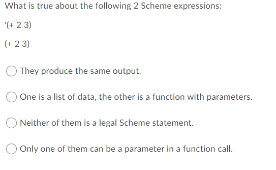 Solved What is true about the following 2 Scheme | Chegg.com