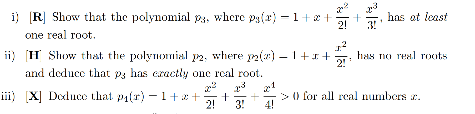 Solved 23 3! ? x2 i) [R] Show that the polynomial p3, where | Chegg.com
