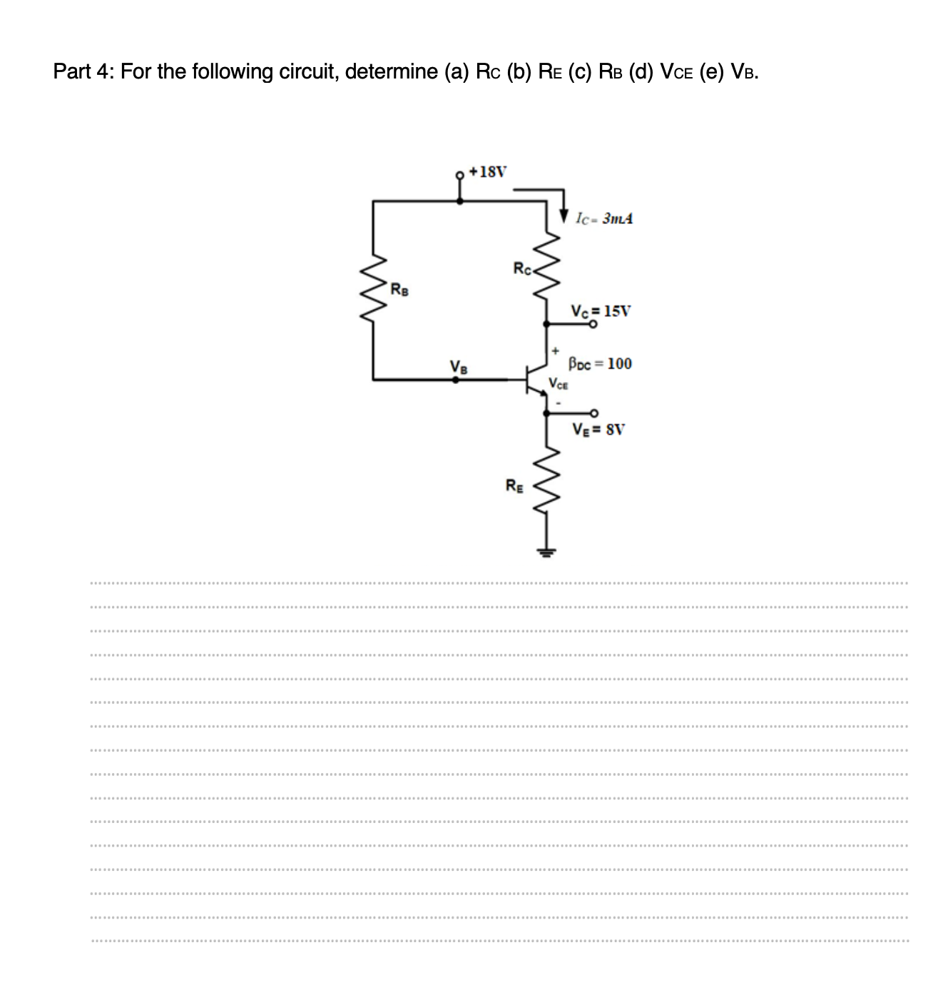 Solved Part 4: For the following circuit, determine (a) RC | Chegg.com