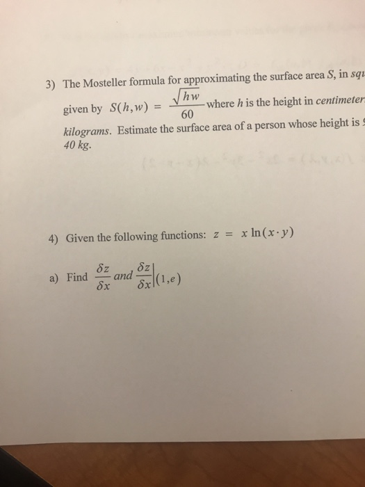 Solved 3) The Mosteller formula for approximating the | Chegg.com