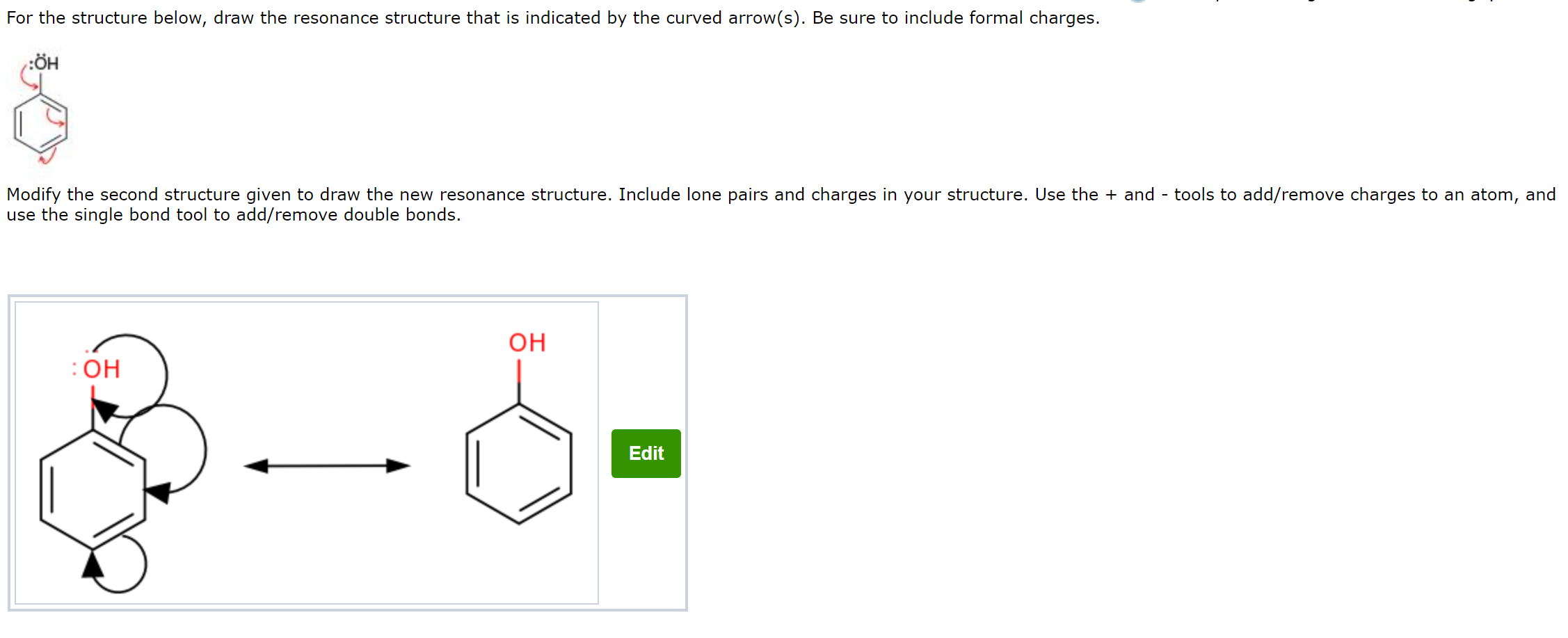 Solved For the structure below, draw the resonance structure | Chegg.com
