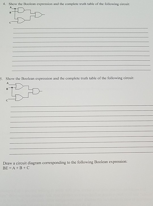 Solved 4. Show the Boolean expression and the complete truth | Chegg.com