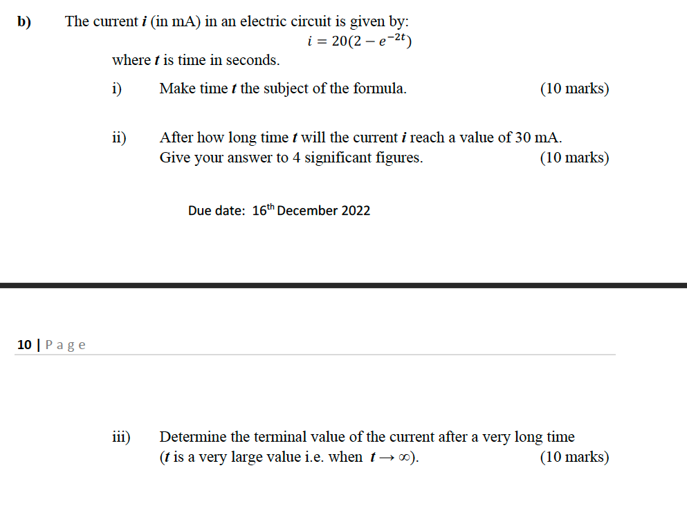 Solved The current i (in mA ) in an electric circuit is | Chegg.com