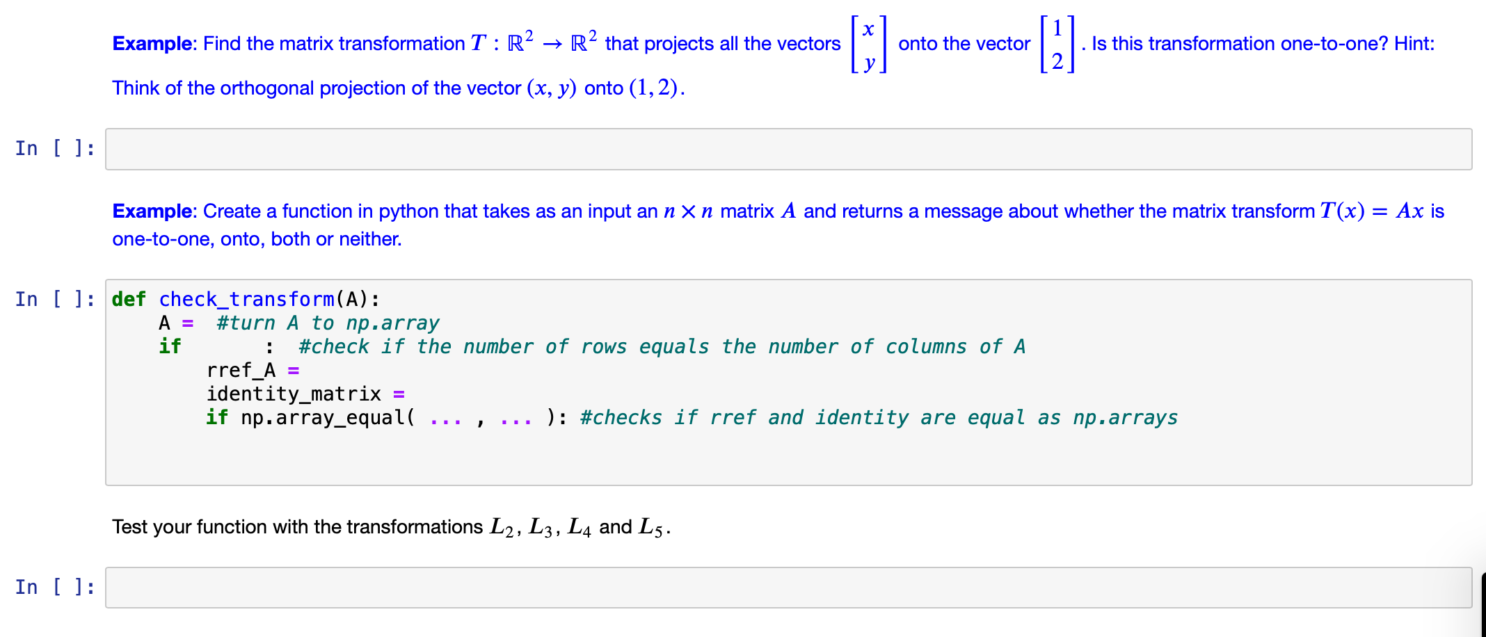 Solved Example: Find the matrix transformation T:R2→R2 that | Chegg.com