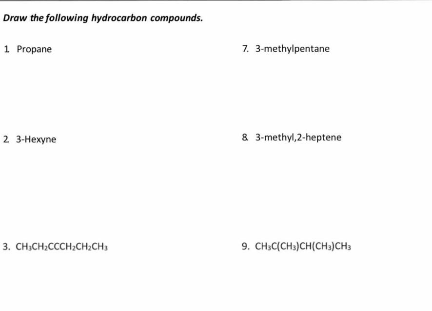 Solved Draw the following hydrocarbon compounds.1 | Chegg.com