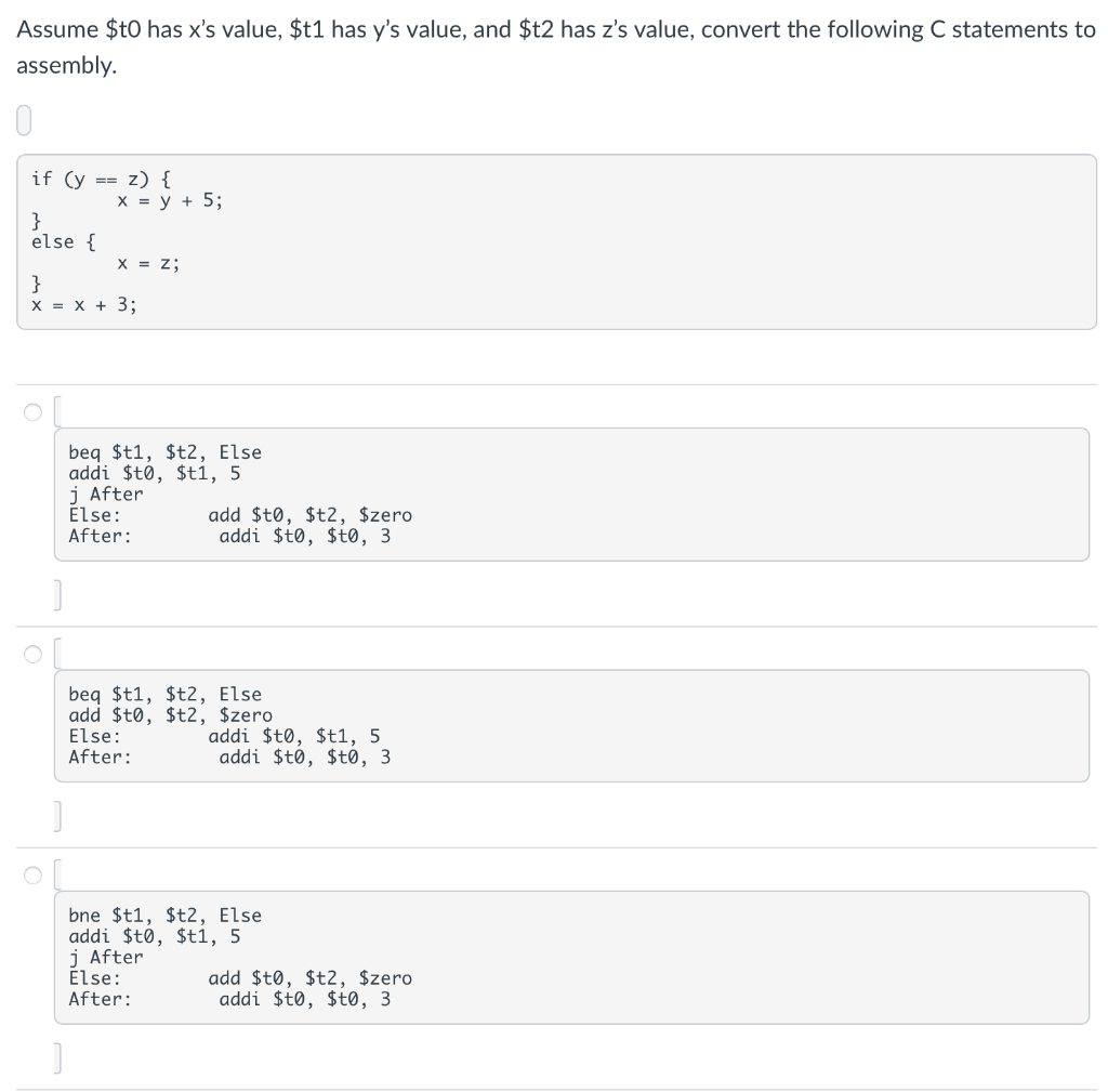Solved Assume $tO has x's value, $t1 has y's value, and $t2 | Chegg.com