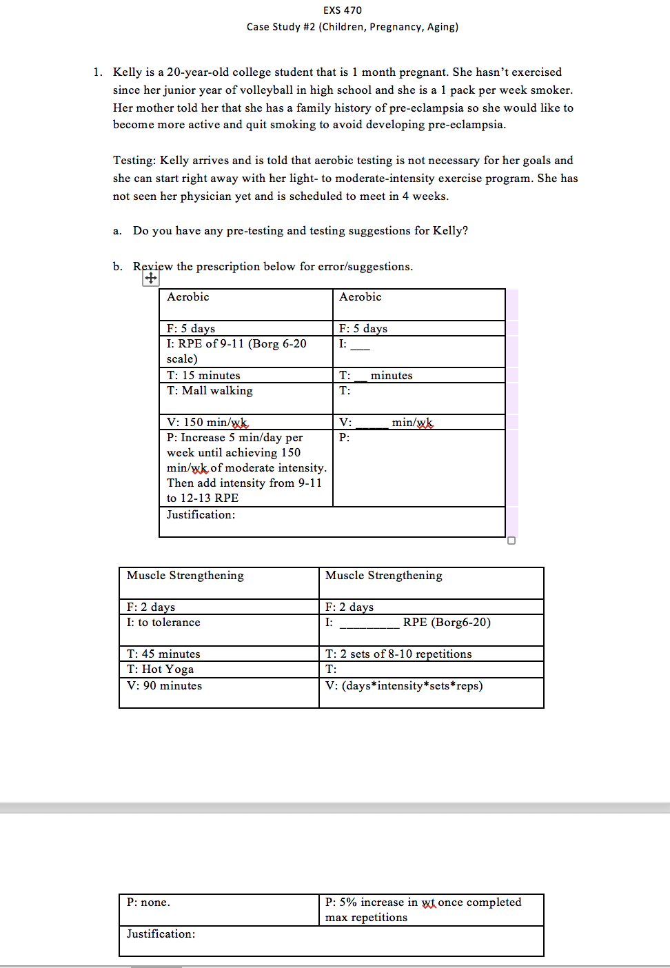 Solved EXS 470 Case Study #2 (Children, Pregnancy, Aging) 1. | Chegg.com