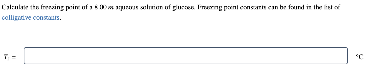 Solved Calculate the freezing point of a 8.00𝑚 aqueous | Chegg.com