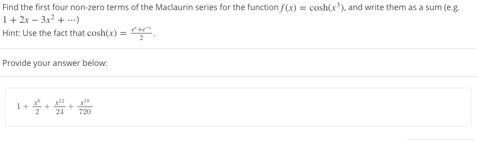 Solved cosh(x3), and write them as a sum (e.g Find the first | Chegg.com