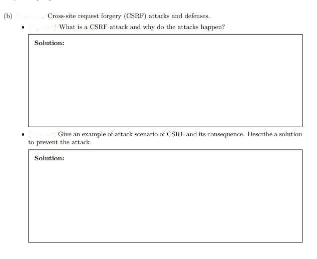 Solved (b) Cross-site request forgery (CSRF) attacks and | Chegg.com
