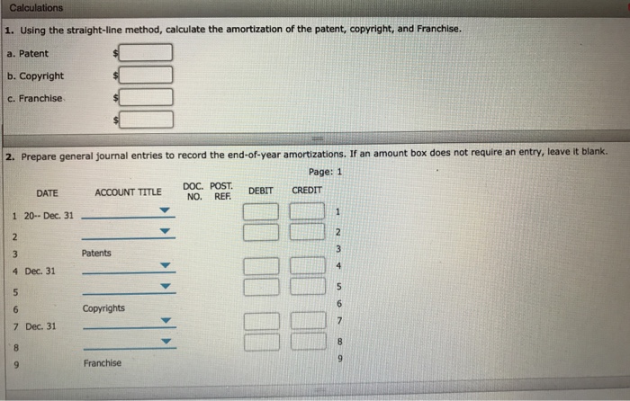 Solved Instructions Intangible Long-Term Assets 1. Using the | Chegg.com