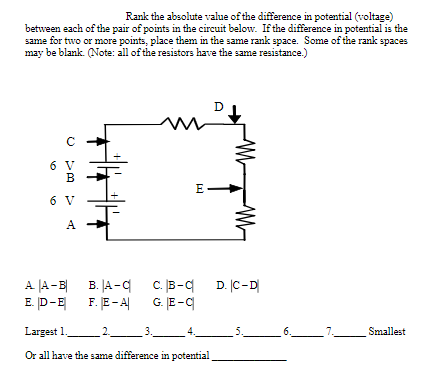 Solved Rank the absolute value of the difference in | Chegg.com