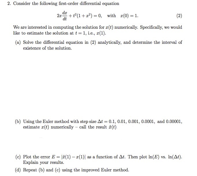 Solved Consider the following first-order differential | Chegg.com