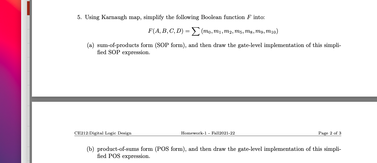 Solved 5. Using Karnaugh map, simplify the following Boolean | Chegg.com