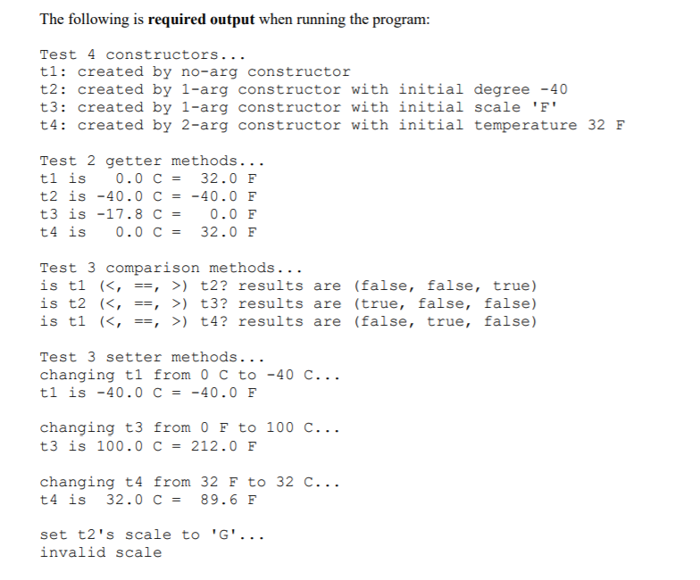 Solved Write a Temperature class that has two private | Chegg.com