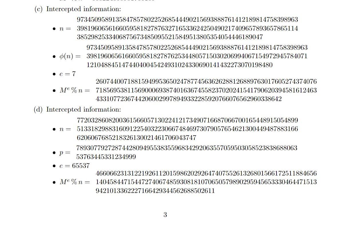 4. (Breaking RSA.) In each of the parts below, you're | Chegg.com