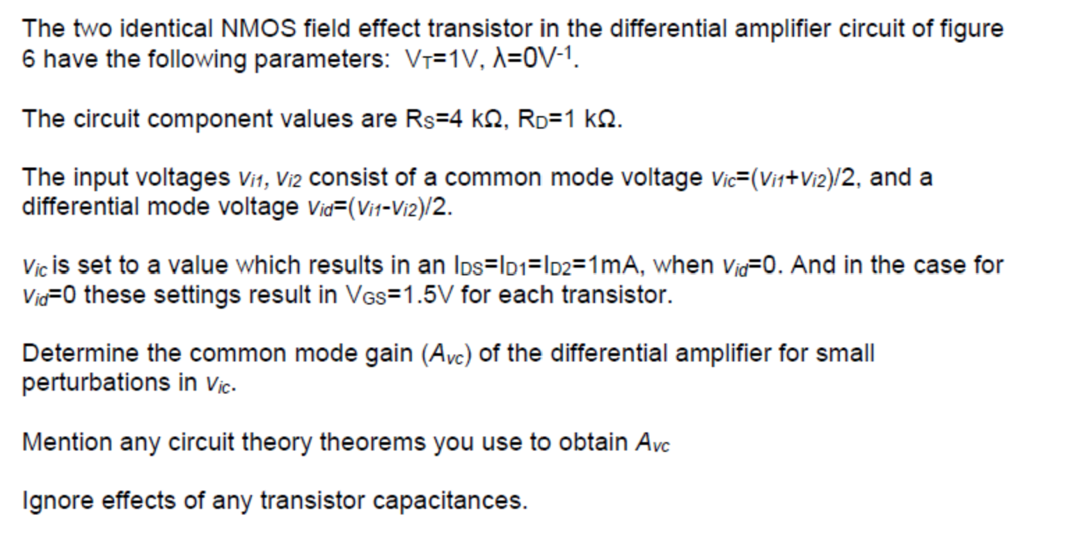 Solved The two identical NMOS field effect transistor in the | Chegg.com