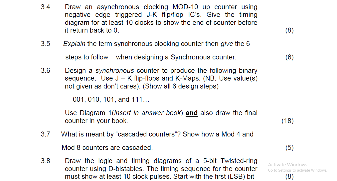 Solved 3.4 Draw an asynchronous clocking MOD-10 up counter | Chegg.com