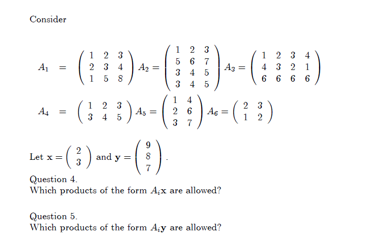 Solved Consider A1 = 1 2 3 2 3 4 1 5 8 A2 1 2 3 5 6 7 3 4 5 | Chegg.com
