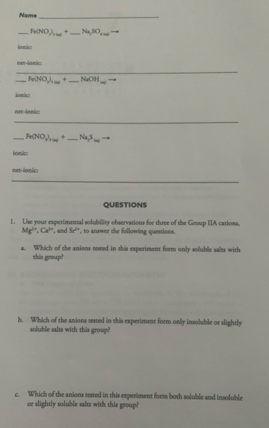 Solved EQUATION WRITE-UP Write molecular, ionic, and | Chegg.com