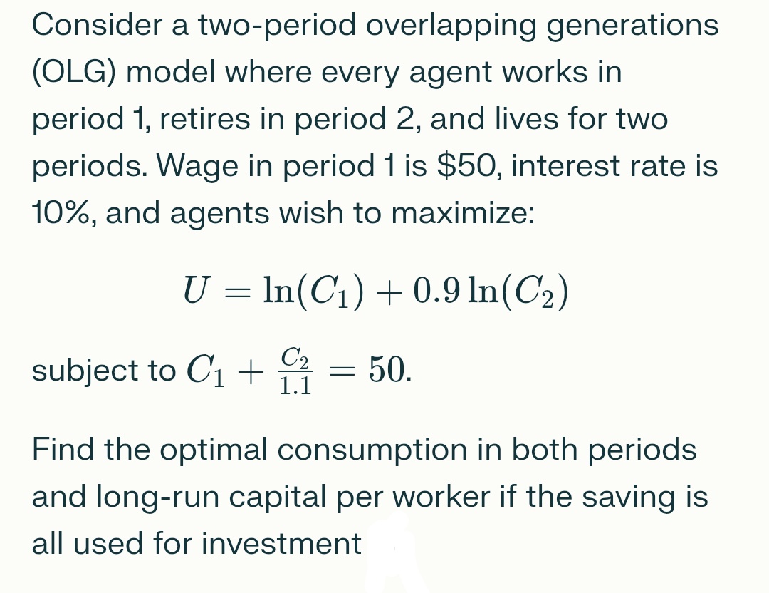 Solved Consider a two-period overlapping generations(OLG) | Chegg.com