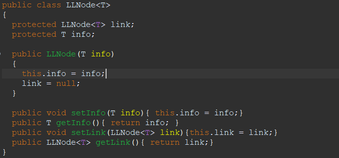 Solved public class LLNode T \{ protected LLNode link; | Chegg.com