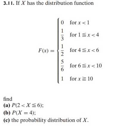 Solved 3.II. If X has the distribution function | Chegg.com