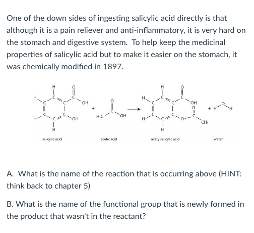 Solved One of the down sides of ingesting salicylic acid | Chegg.com