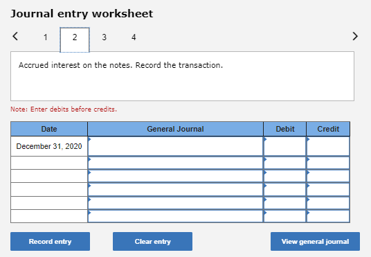 Solved Journal entry worksheet Accrued interest on the | Chegg.com