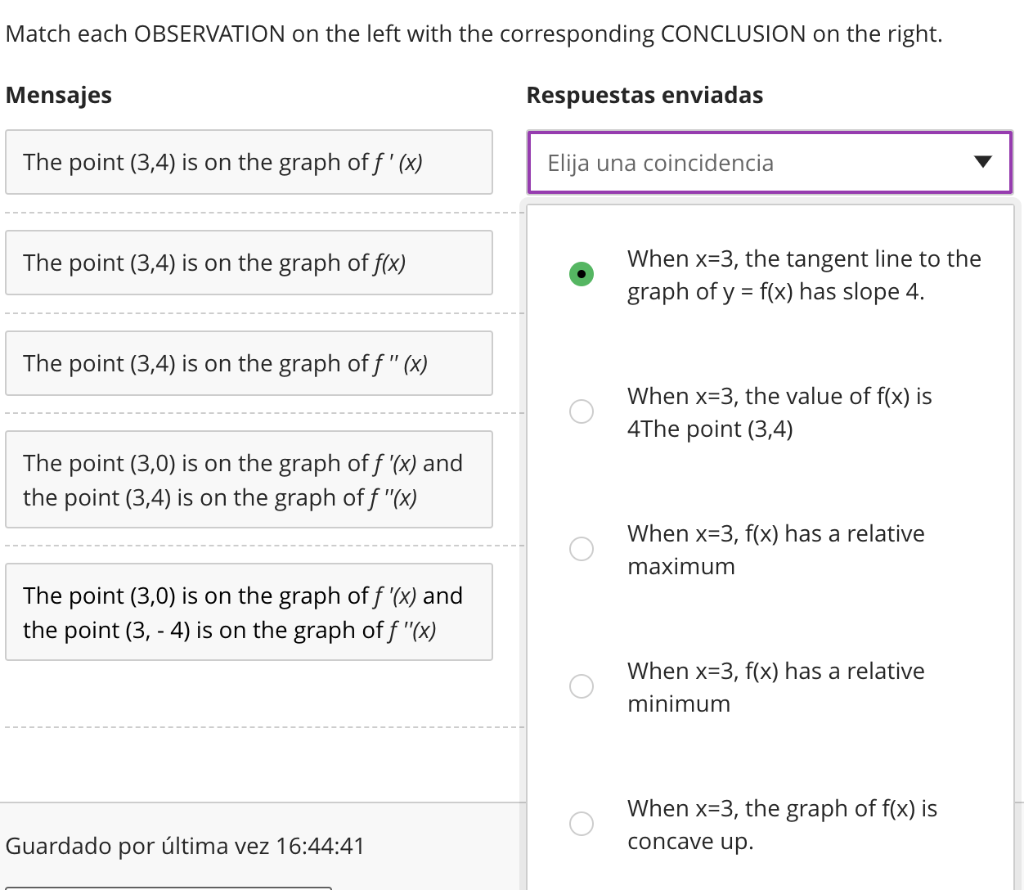 Solved Match each OBSERVATION on the left with the | Chegg.com