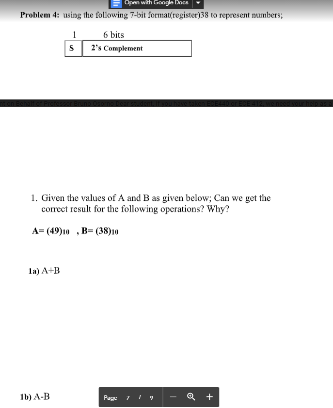 Solved Open with Google Docs Problem 4: using the following | Chegg.com
