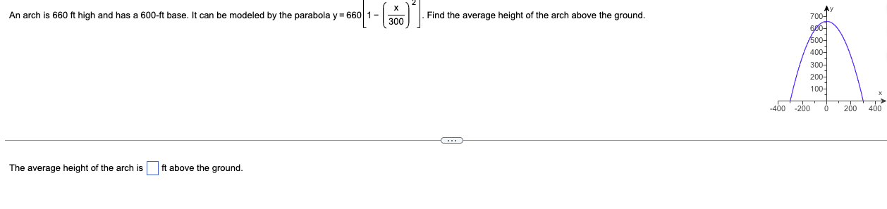 Solved An arch is 660ft high and has a 600−ft base. It can | Chegg.com