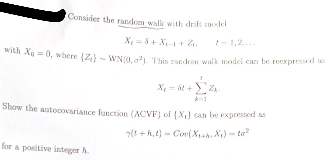 Solved Consider the random walk with drift model | Chegg.com