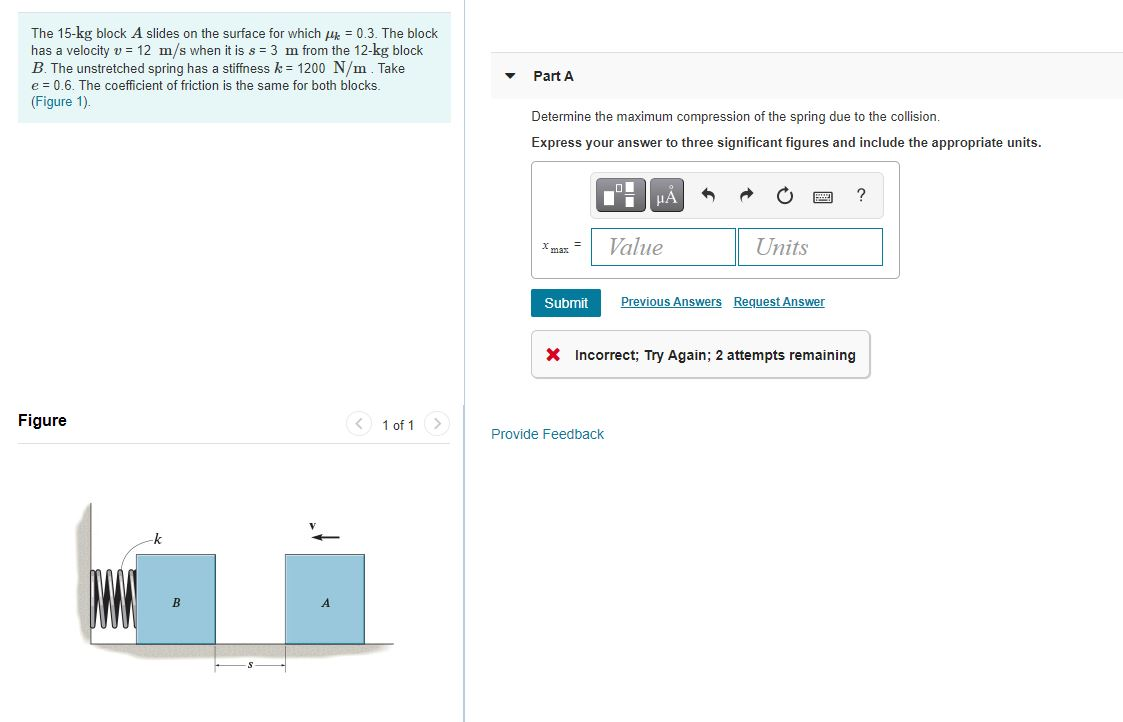 Solved The 15-kg block A slides on the surface for which Mk | Chegg.com